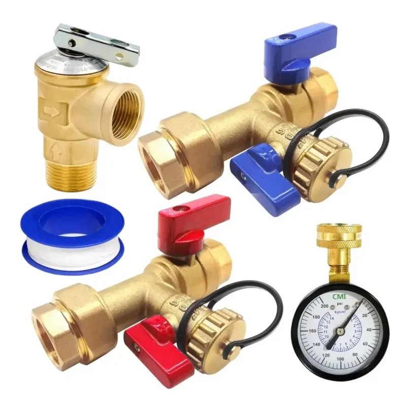 Brass Tankless Water Heater Isolation Valve Kit Pressure Relief Valves ...